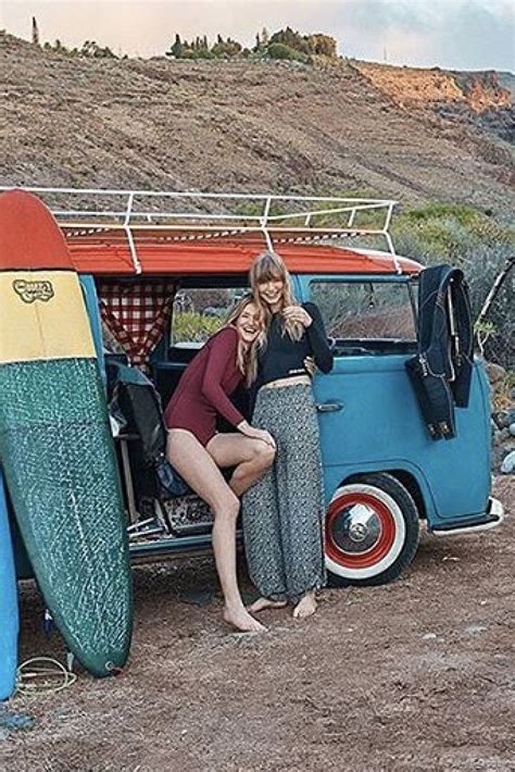 Attractive Girls With Vintage Vw Transporter Bus Girl Trucks And