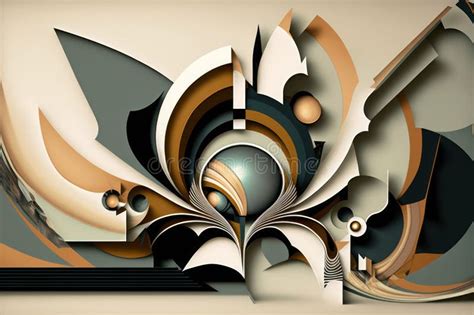 Generative Ai Illustration Of Art Deco Style Abstract Background Image With Geometric Shapes