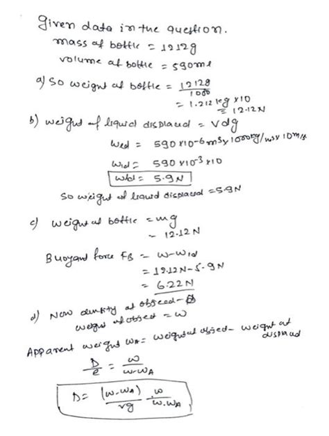 Solved Using The Graph Find The Apparent Weight Of The Chegg