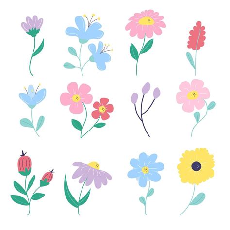 Collection Of Spring Summer Flowers Vector 16919992 Vector Art At