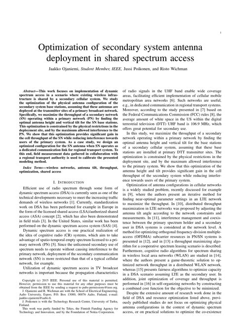 Pdf Optimization Of Secondary System Antenna Deployment In Shared