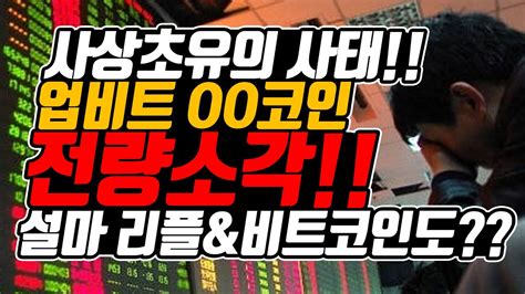 사상초유의 사태 업비트 Oo코인 전량소각 설마 리플and비트코인도비트코인이더리움이오스 Youtube