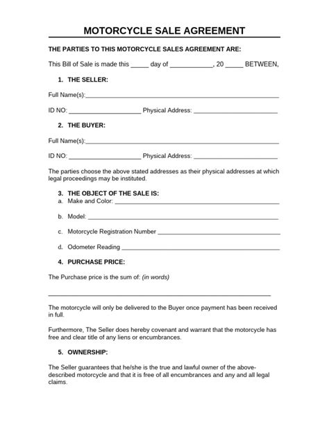 Motorcycle Sale Agreement Pdf Business Law Common Law