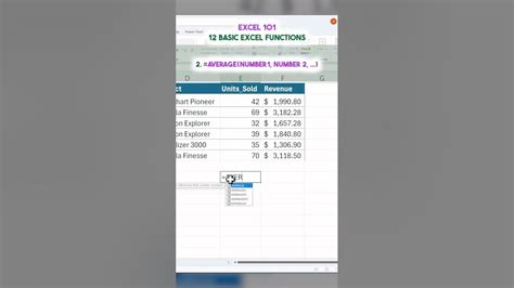 1️⃣2️⃣ basic excel functions⚡ youtube