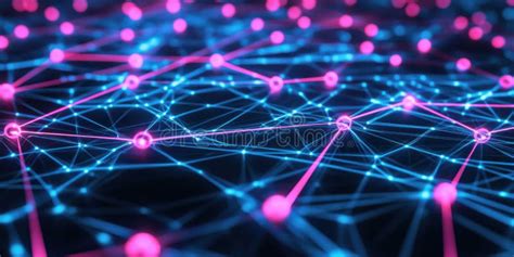 Abstract Digital Network Visualization With Glowing Blue And Pink Nodes