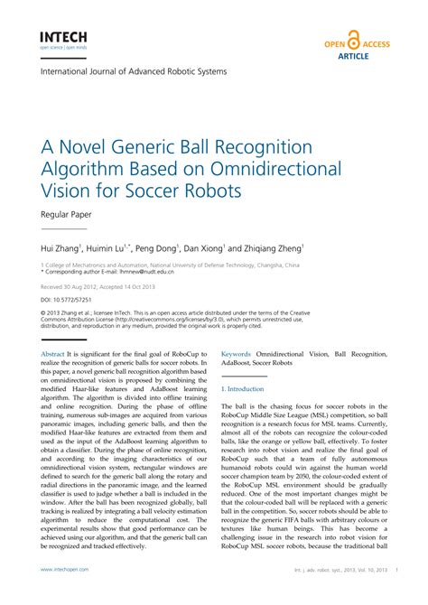 Pdf A Novel Generic Ball Recognition Algorithm Based On