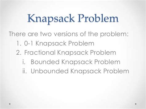 knapsack problem