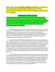 Copy Of AP Progress Check Full Essay Odt Directions Write Your Full Argument Essay Here