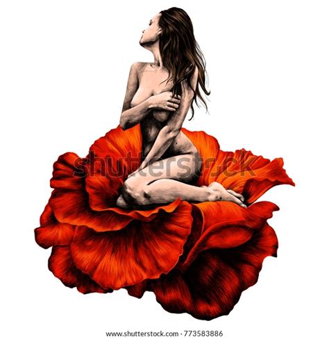 Girl Nude On Flower Thumbelina Sexual Stock Vector Royalty Free Shutterstock
