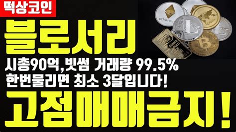 블로서리 시총90억 빗썸 거래량 995 한번 물리면 최소 3달존버해야합니다 Youtube