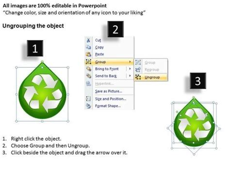 Ppt Slides Recycle Symbol On Dew Drop PowerPoint Templates
