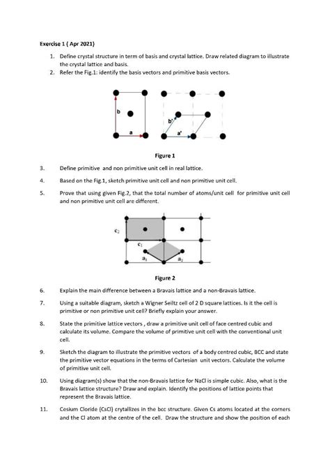 Solved Exercise Apr Define Crystal Structure In Chegg