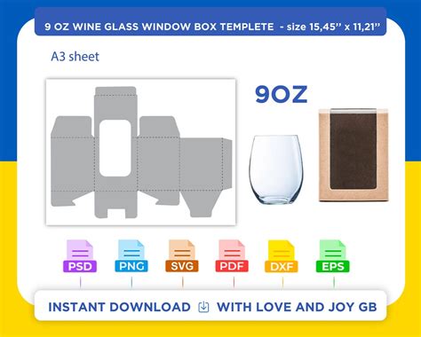Glass Window Box Template Png Svg Dxf Eps Label Wrap Canva