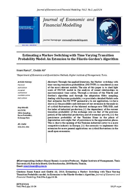 Pdf Estimating A Markov Switching With Time Varying Transition
