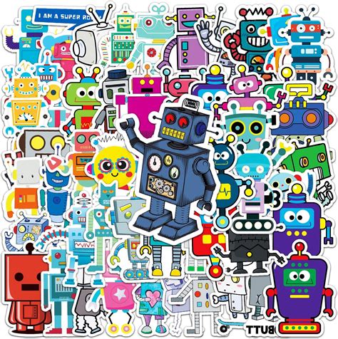Cute Robot Stickers 50pcsscience Theme Stickers For Water