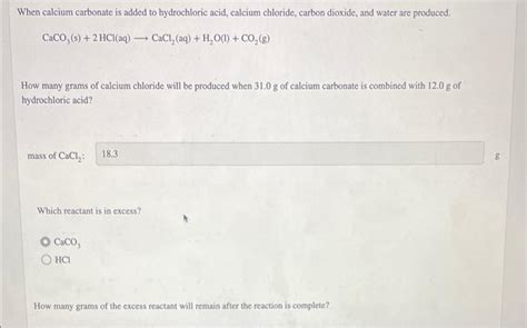Solved How Many Grams Of The Excess Reactant Will Remain