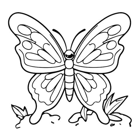 어린이 책 일러스트레이션 을 위한 나비 컬러링 페이지 프리미엄 벡터