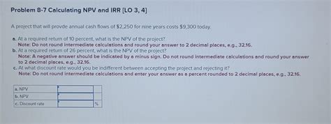 Solved Problem Calculating NPV And IRR LO A Chegg