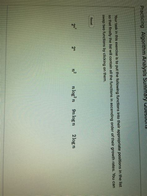 Solved Practicing Algorithm Analysis Summary Quesiuits Your