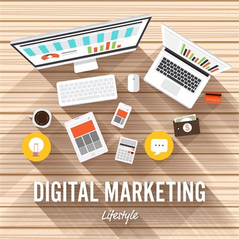 디지털 마케팅 일러스트 프리미엄 벡터