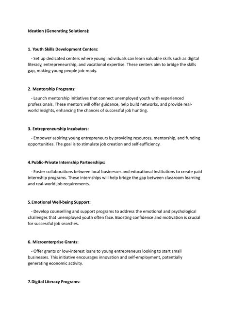 Ideation Draft Ideation Generating Solutions Youth Skills