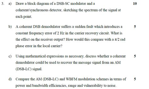 Solved 3 A 10 Draw A Block Diagram Of A Dsb Sc Modulator