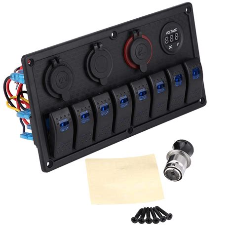 Toggle Switch Control Panel Overload Protection 8 Gang Led Rocker