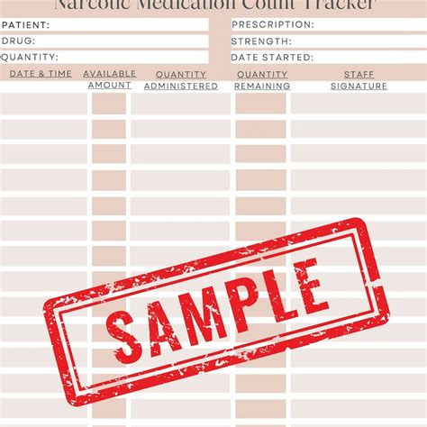 Narcotic Count Sheet Etsy