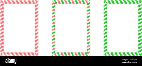 Christmas Rectangle Frame Set Candy Cane Border With Striped Lollipop Pattern Xmas And New