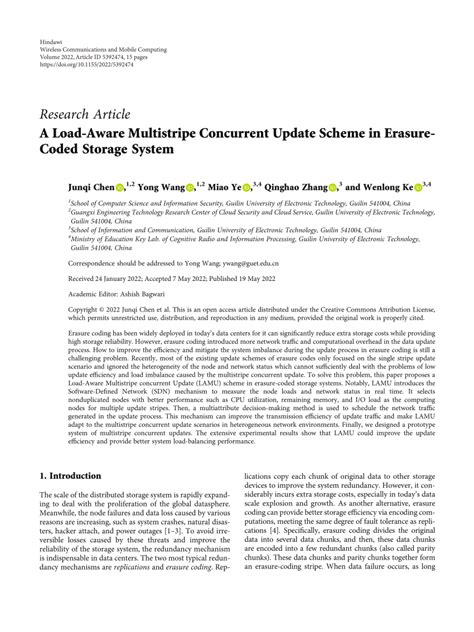 Pdf A Load Aware Multistripe Concurrent Update Scheme In Erasure Coded Storage System
