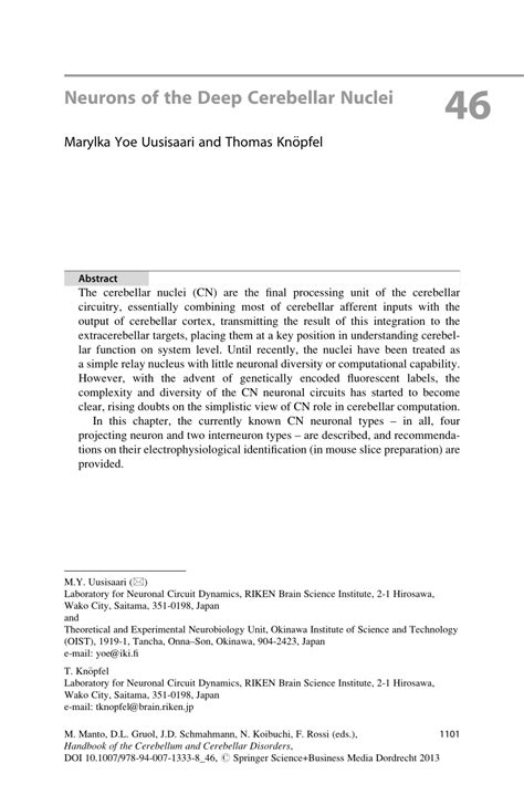 Pdf Neurons Of The Deep Cerebellar Nuclei