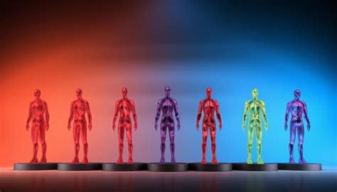 Premium Photo A 3d Poster Showing A Series Of Small Translucent Human
