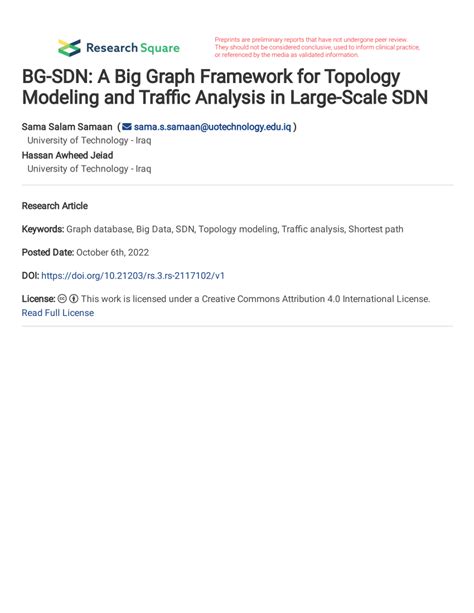 Pdf Bg Sdn A Big Graph Framework For Topology Modeling And Traffic