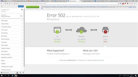 Today I Started Getting Bad Gateway Errors Randomly On The Customize Preview And Other Previews