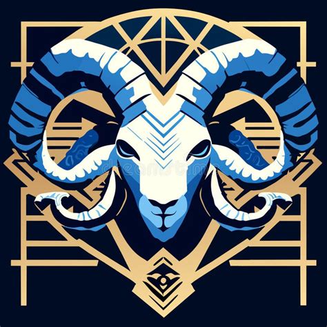 Vector Illustration Of The Head Of A Ram In A Geometric Style Ai Generated Stock Vector