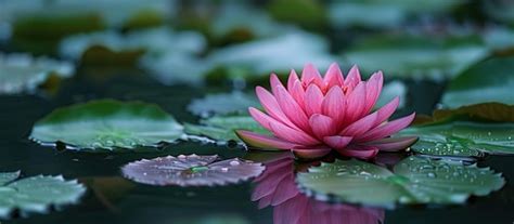 Premium Photo Pink Flower Resting On Green Lily Pad