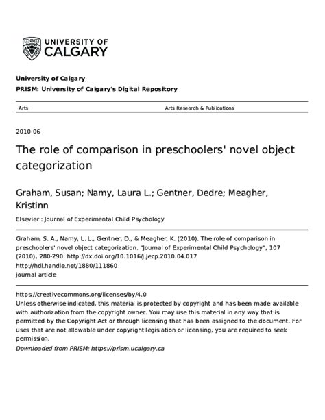 Pdf The Role Of Comparison In Preschoolers Novel Object Categorization