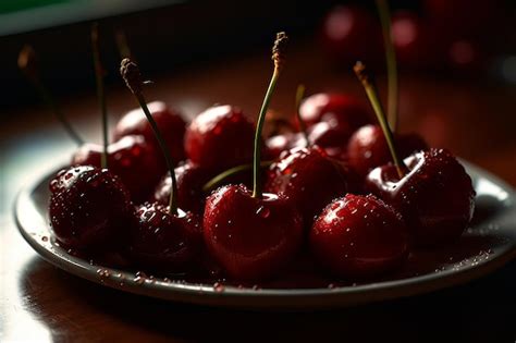 Premium Ai Image A Plate Of Cherries With The Word Cherry On It