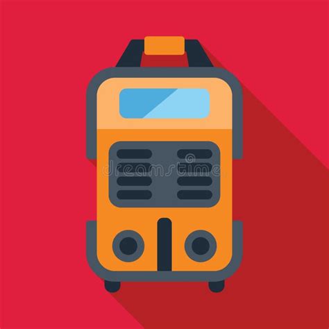 Portable Power Generator Providing Electricity With Long Shadow On Red Background Stock