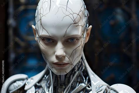 Humanoid In The Process Of Evolving Artificial Intelligence Incomplete Android Uniting