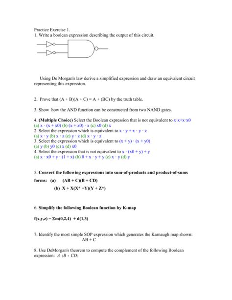 Draw The Logic Circuit For Following Boolean Expression