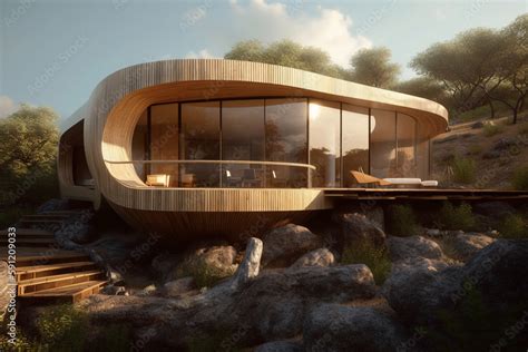 GENERATIVE AI Innovative Architecture With Sustainable And Eco Friendly Design Stock