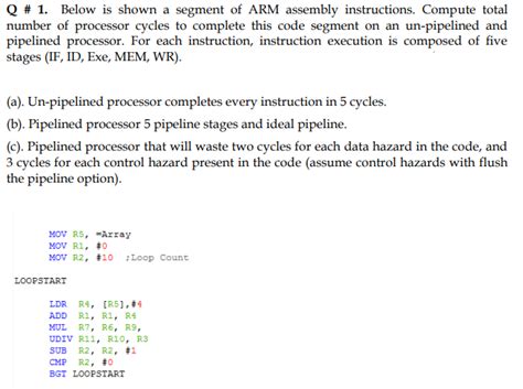 Solved Q Below Is Shown A Segment Of ARM Assembly Chegg