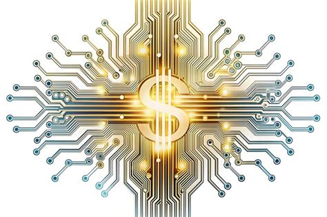 ai data stream and coin integration abstract vector illustration of