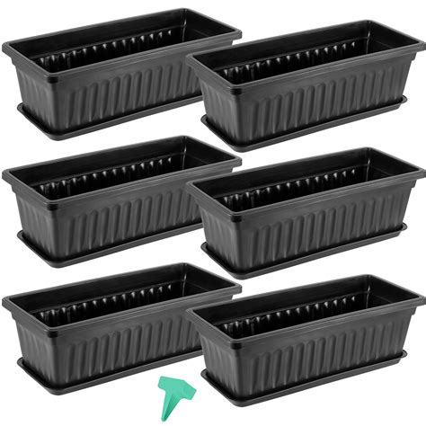 3 Pack Window Box Planters Torubia 17 Inches Plastic Rectangular