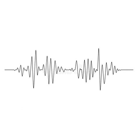 Black Line Art Depicting A Sound Wave Featuring Oscillating Vertical