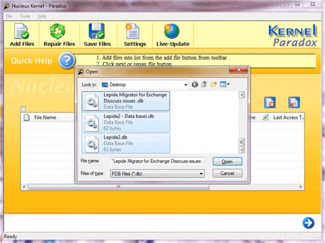 Product Screenshots Of Kernel For Paradox Database Recovery Software Tool