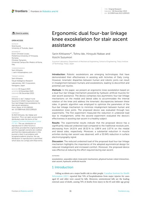 Pdf Ergonomic Dual Four Bar Linkage Knee Exoskeleton For Stair Ascent Assistance