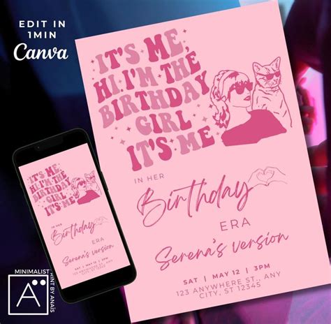 Taylor Swift Birthday Invitation T Swift Eras Party New Era Birthday