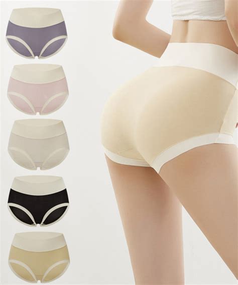 모달 심리스 팬티 5장 세트 하이웨스트 노라인 친환경 여성 삼각 언더웨어 속옷 햄팬티 프리컷팅 에이블리